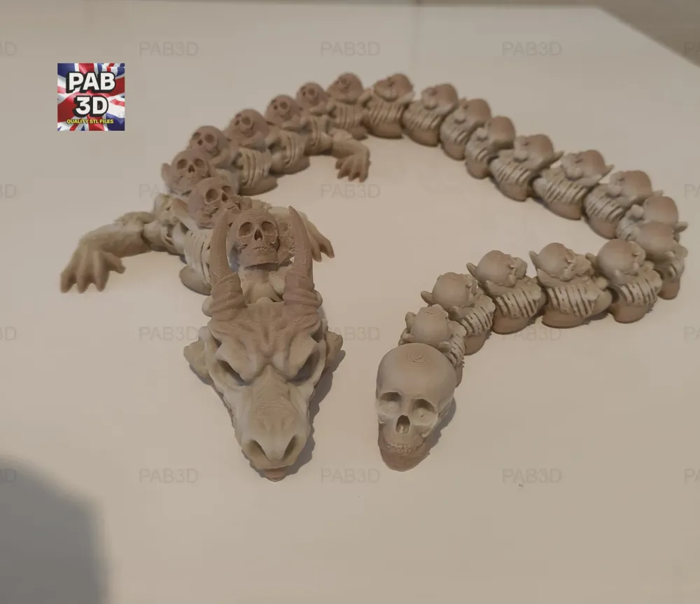 Articulated flexi dragon skull and bone V2 - Free 3D Print Model ...