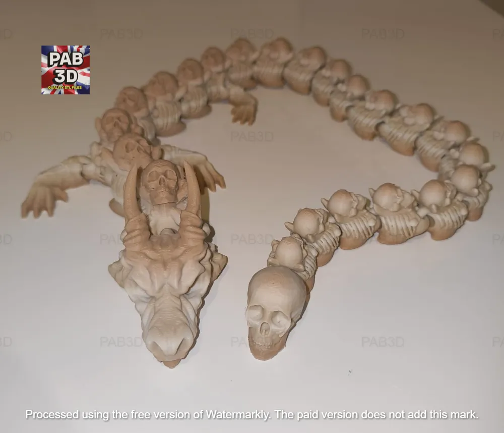 Articulated flexi dragon skull and bone V2 - Free 3D Print Model ...