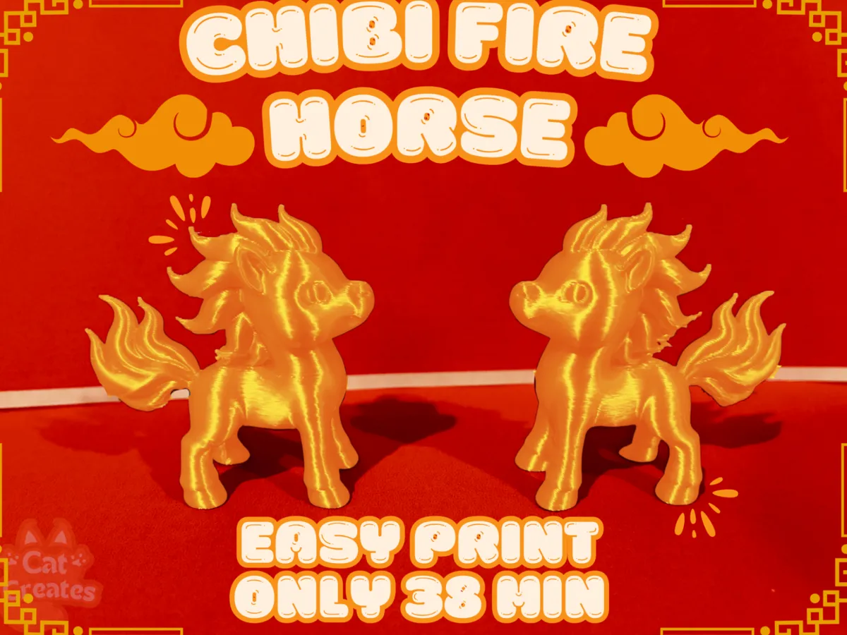 Chibi Fire Horse [Easy Print!] - Free 3D Print Model - MakerWorld