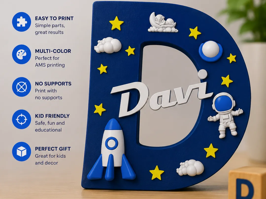 Decorated Letter D for David - Free 3D Print Model - MakerWorld