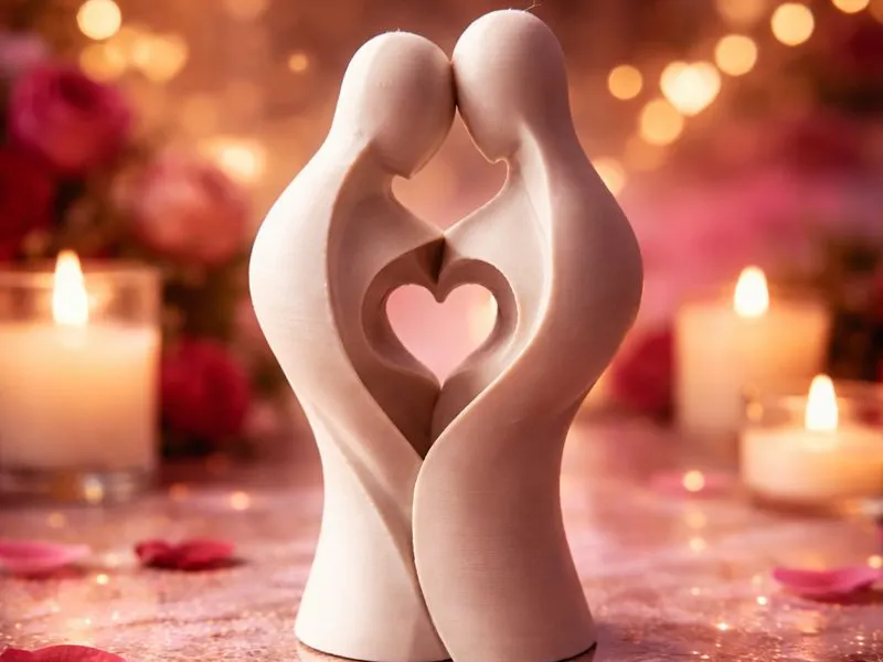 Connected Couple - Abstract Couple Sculpture with Heart - Free 3D Print ...