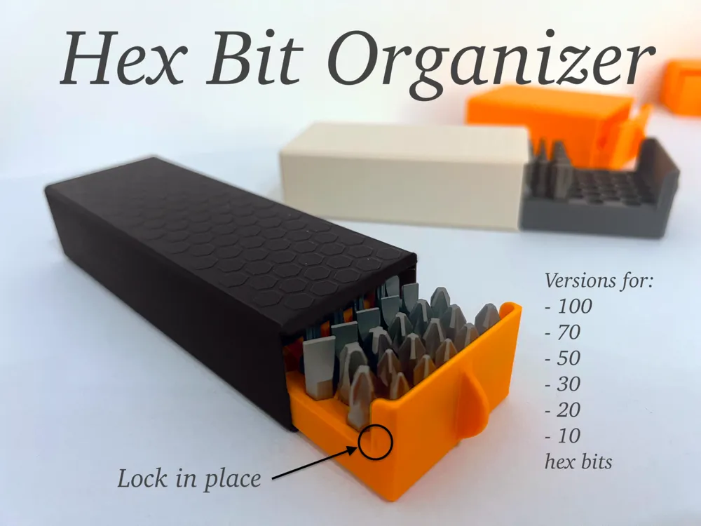 Hex Bit Organizer (up to 100 bits!) - Free 3D Print Model - MakerWorld