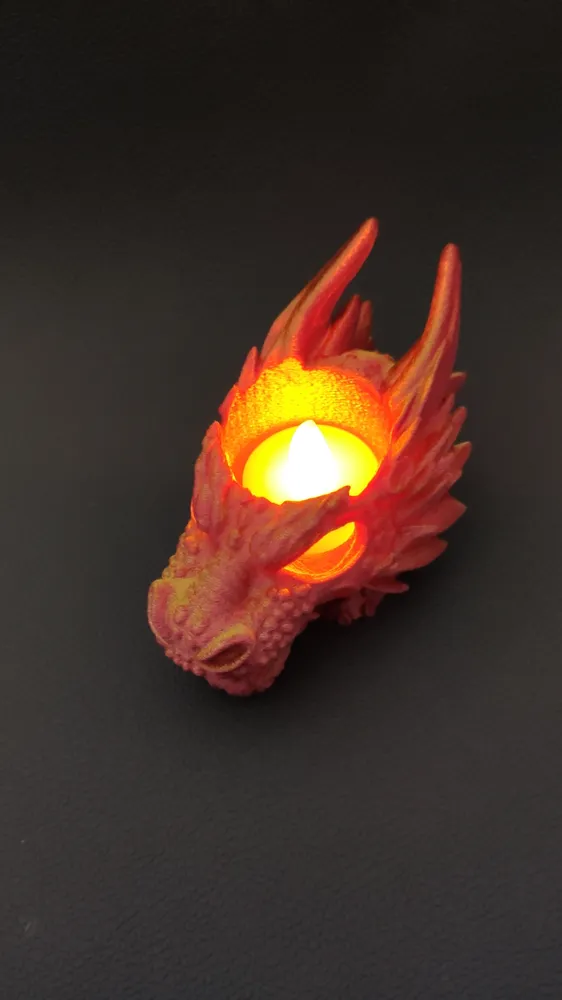 Mini Dragon Head - LED tea light holder by RUMcajz MakerWorld: Download ...