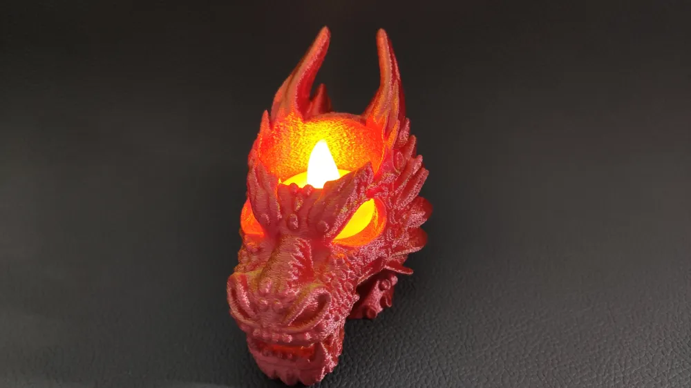 Mini Dragon Head - LED tea light holder by RUMcajz MakerWorld: Download ...
