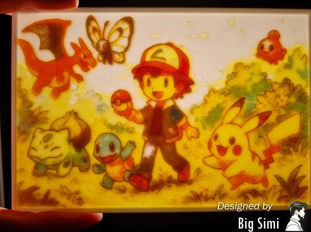 Pokemon journey lithophane - Free 3D Print Model - MakerWorld