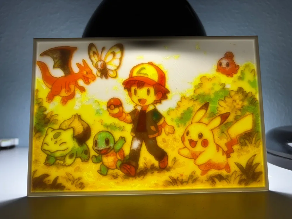 Pokemon journey lithophane - Free 3D Print Model - MakerWorld