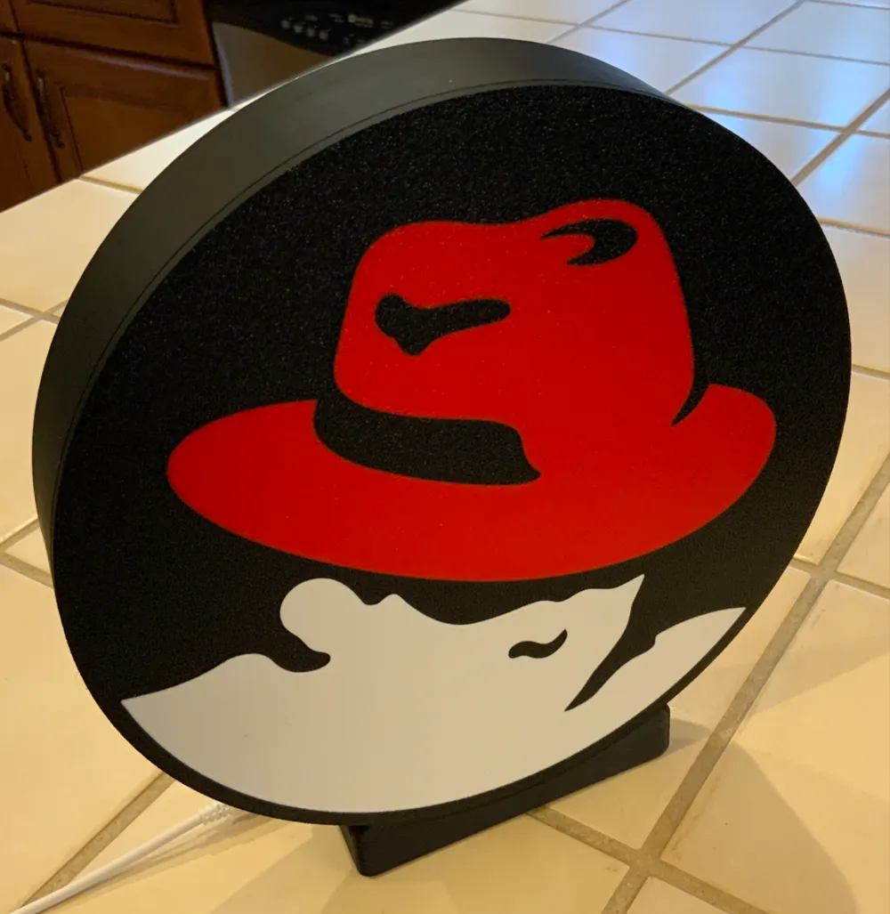 RedHat Linux Fedora Logo Round LED Light Box by MZip - MakerWorld