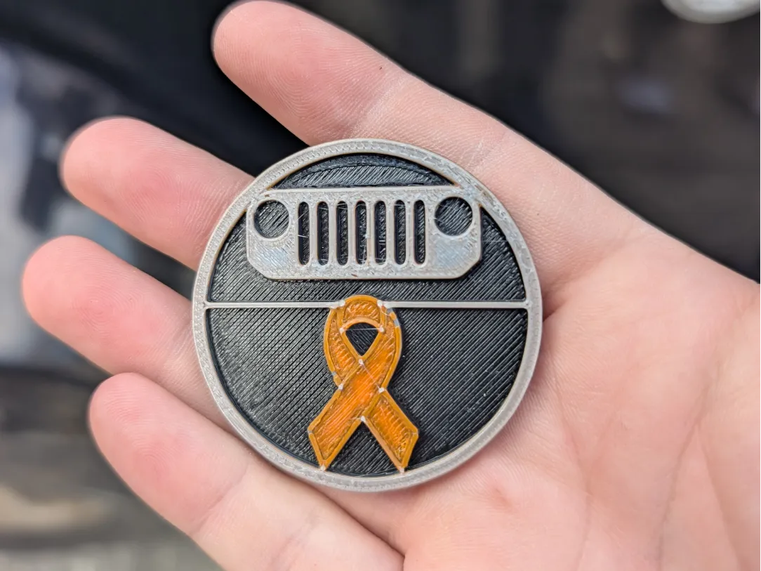 Jeep Badge +Awareness Ribbon - Free 3D Print Model - MakerWorld