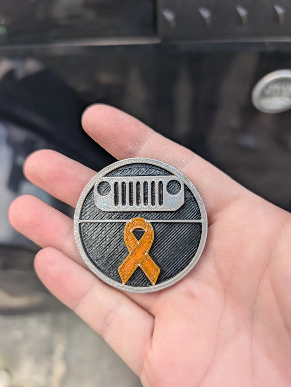 Jeep Badge +Awareness Ribbon - Free 3D Print Model - MakerWorld