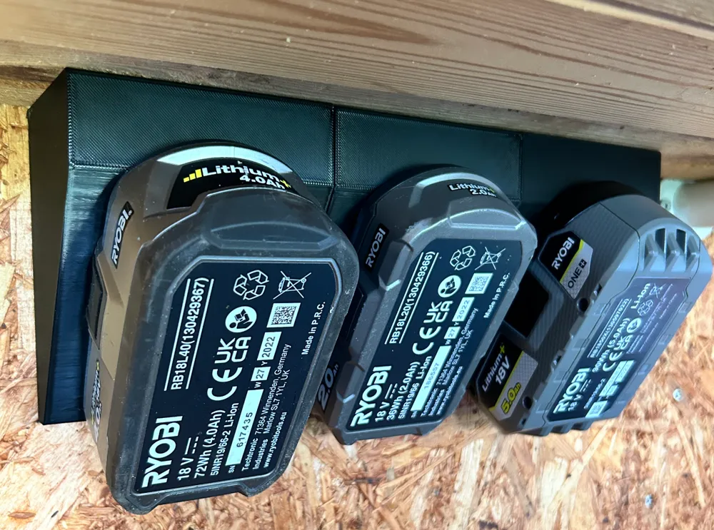 Ryobi Battery holder for wall, table or ceiling. by Zretty - MakerWorld