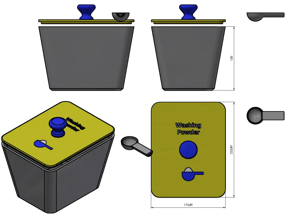 Washing Powder Storage Box With Measuring Spoon - Free 3D Print Model ...