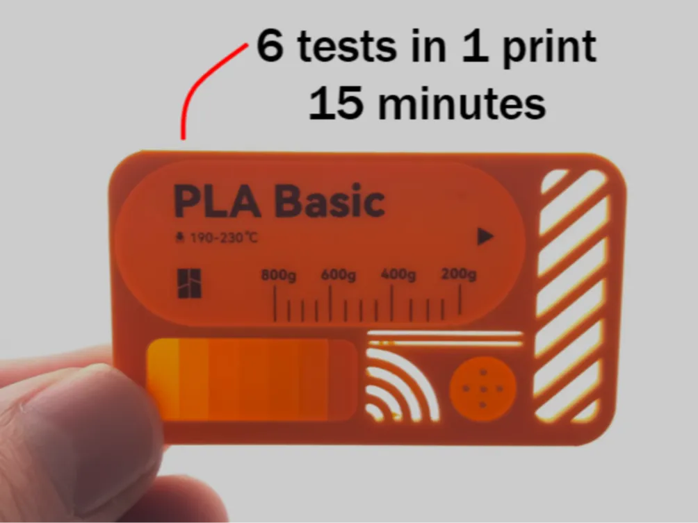 Filliment card with 6 tests -- 15 MINUTE PRINT! - Free 3D Print Model ...