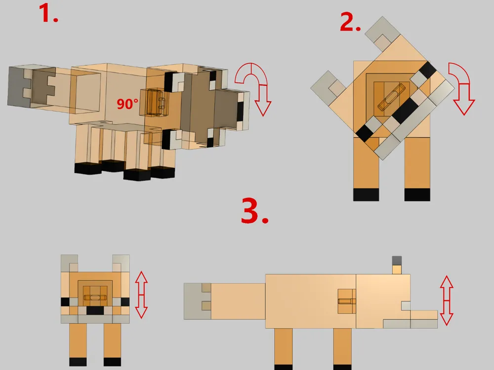 Cute Minecraft Fox (Moving Head) by Travlie - MakerWorld