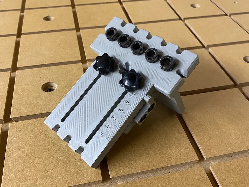 Dowelling Jig w/ Adjustable Fence - Free 3D Print Model - MakerWorld