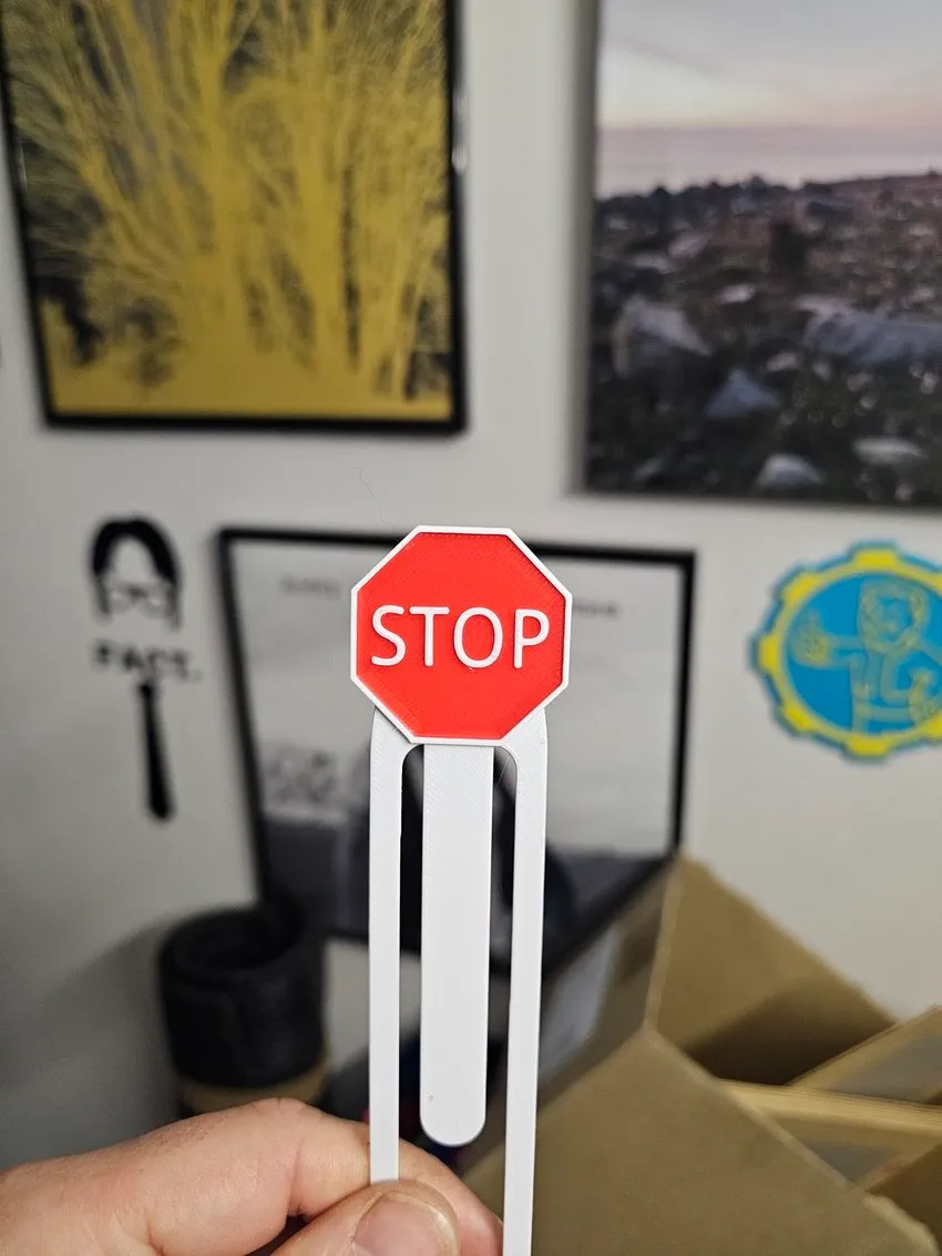 Stop sign bookmark by thisnoise - MakerWorld