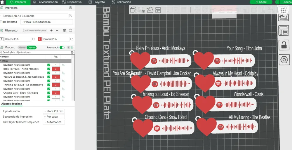Spotify Codes - Heart Keychain (different songs) by makerhek - MakerWorld