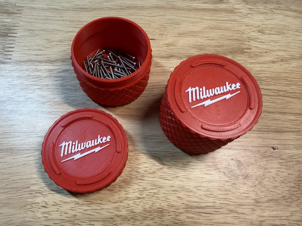 Milwaukee themed threaded stackable container - Free 3D Print Model ...