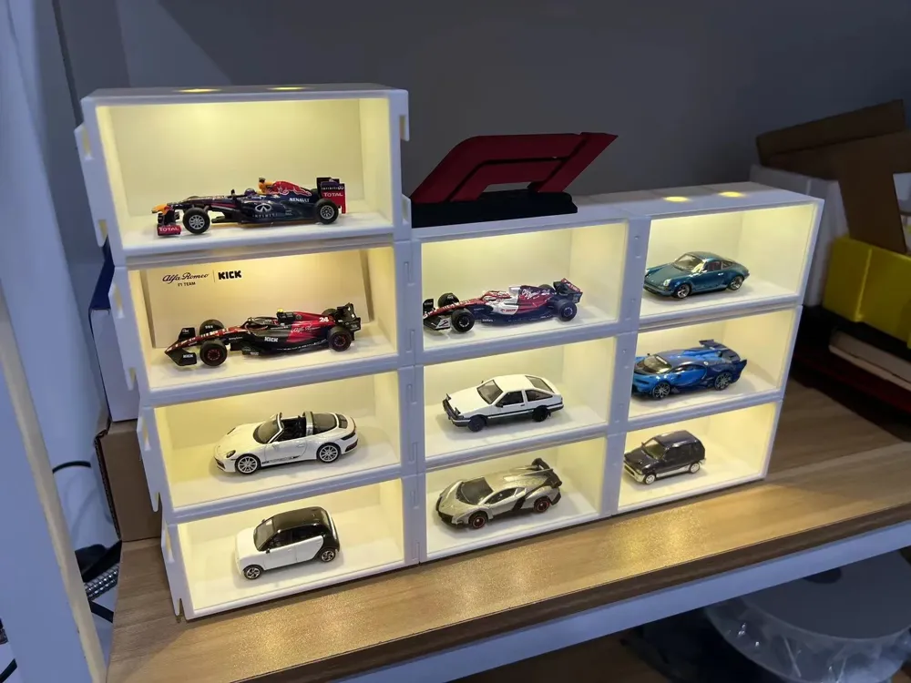 1:64 Scale Model Display Case Stand - with Lights - Free 3D Print Model ...