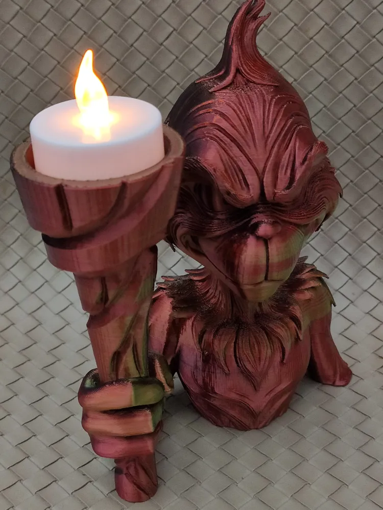Grinch - Torch - LED Tea light Holder - Free 3D Print Model - MakerWorld