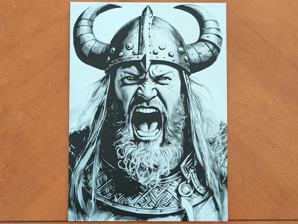 Viking Warrior Battle Cry Hueforge - 3 Colours by Sarge - MakerWorld