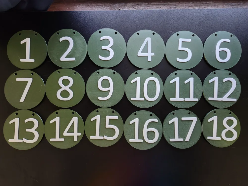 Number Disc for Disc Golf Course Holes 1-18 - Free 3D Print Model ...