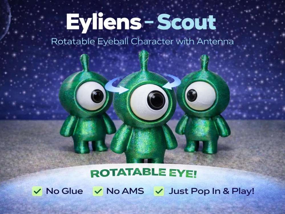 Eyliens – Scout | Rotatable Eyeball Alien Figure - Free 3D Print Model ...