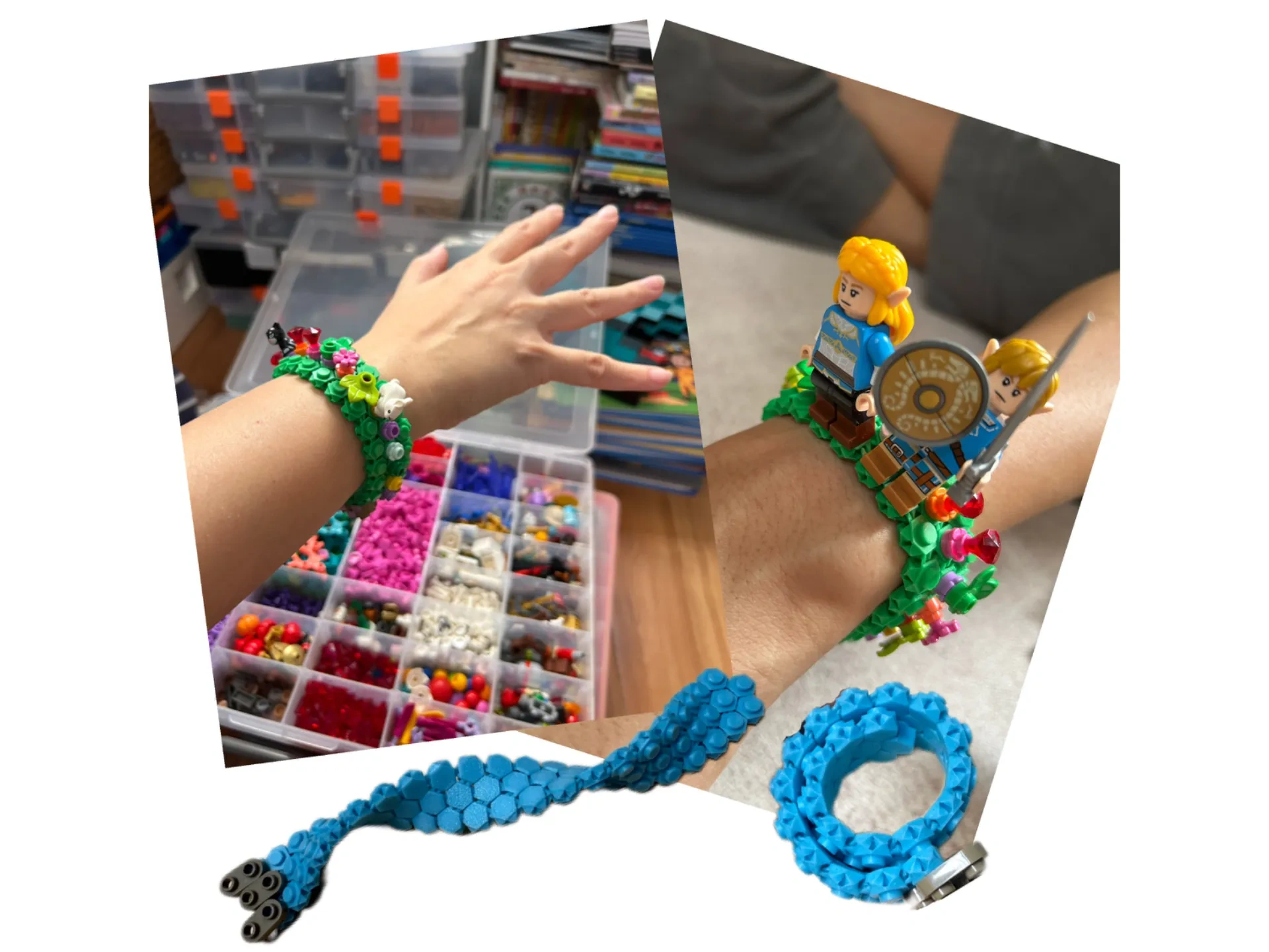 Lego bracelet, flexible material, one-piece printing, no support ...