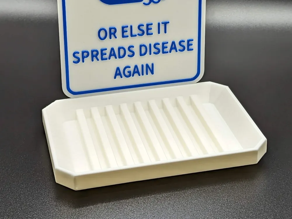 Soap Dish w/ Wash Hands Sign by Ken Mills - MakerWorld