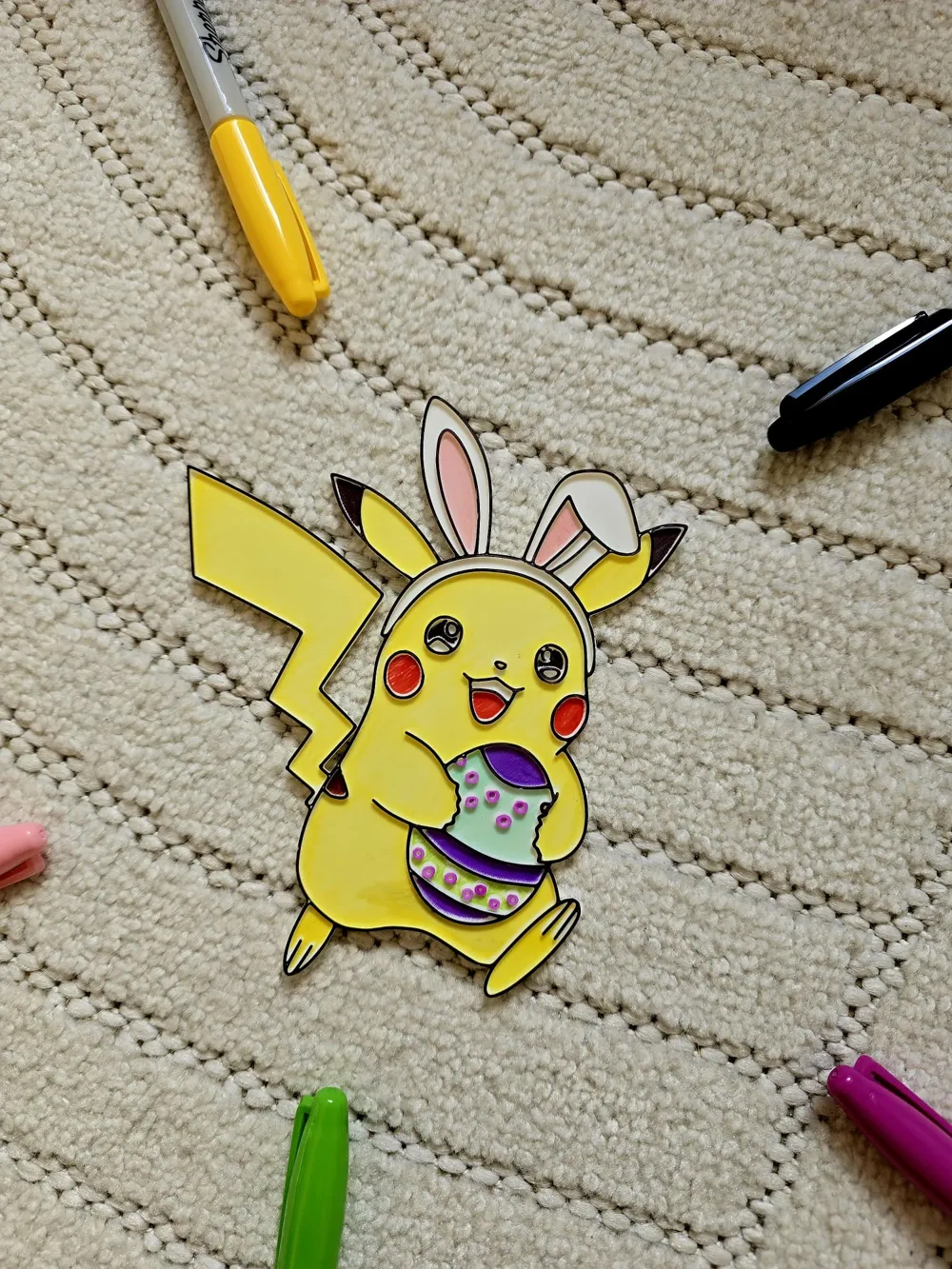 Pokemon Pikachu Easter Egg Coloring Sheet Plate by Merilno3D - MakerWorld
