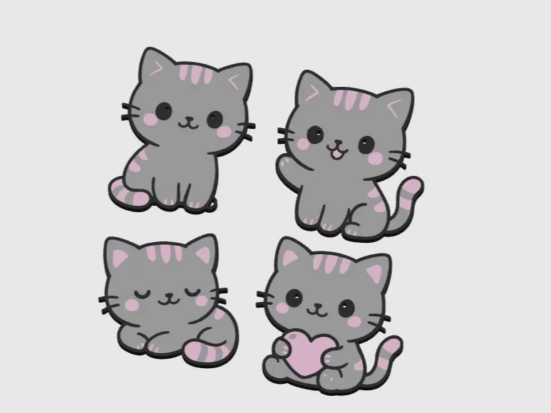 Cute Kitty Charms Earring Studs by Ada & K 3DA MakerWorld: Download Free 3D Models