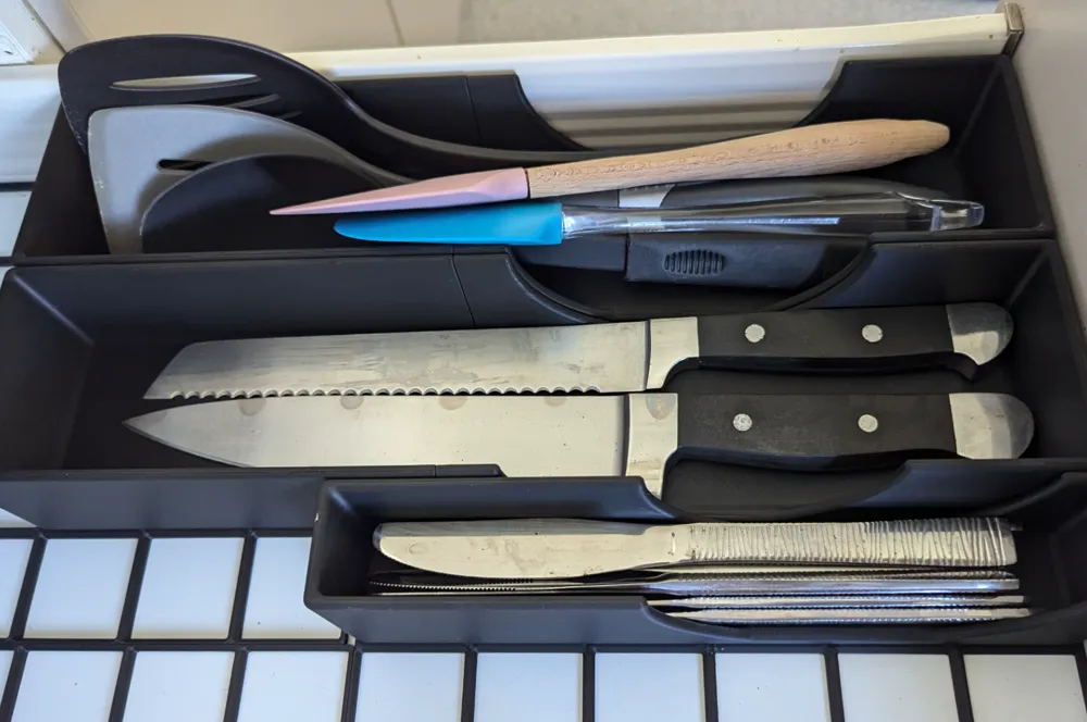 9x2x60mm Gridfinity Silverware Tray Remixed by Kroony - MakerWorld