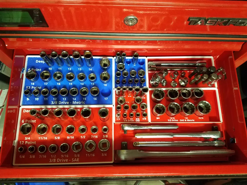 Socket & Ratchet Drawer Organizer - Gridfinity by ShopTeacher - MakerWorld