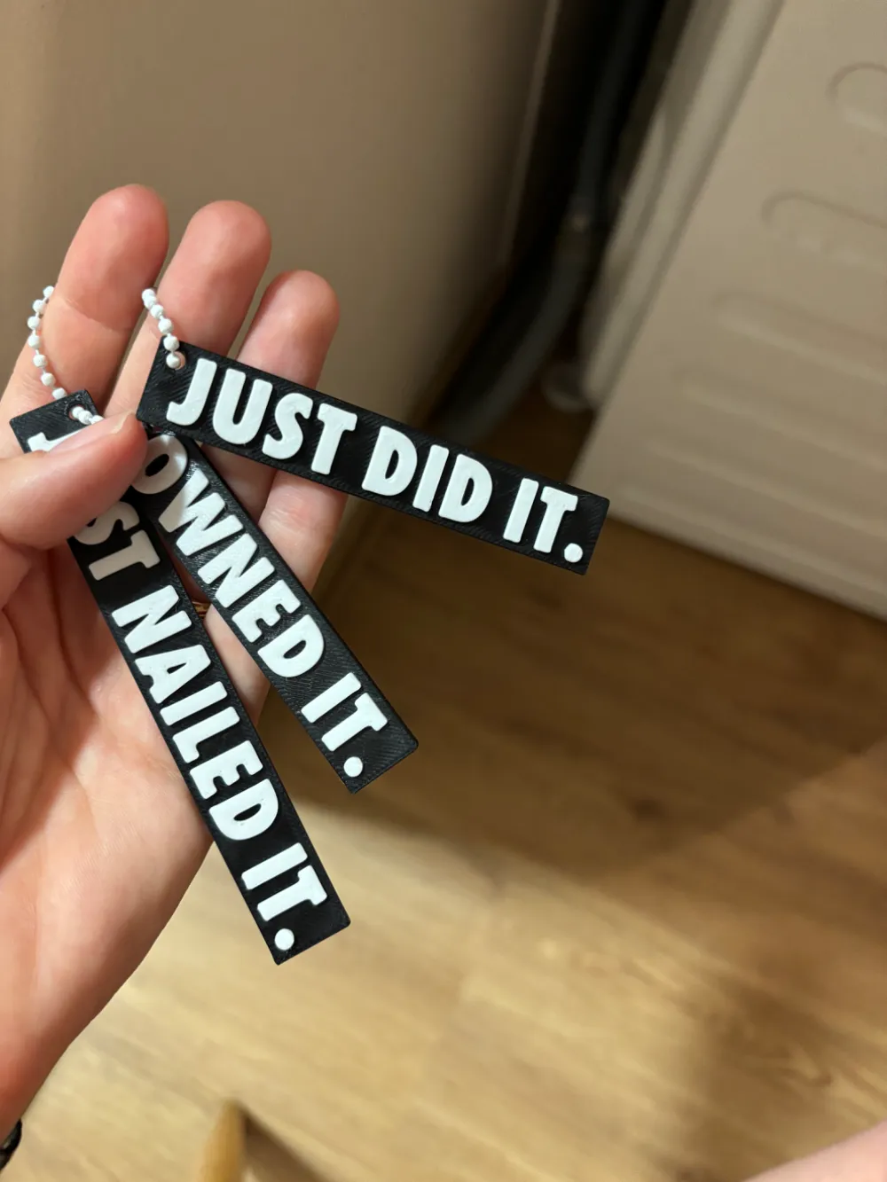 JUST DID IT. (Nike parody fun backpack keychain) by Petra Ollender ...