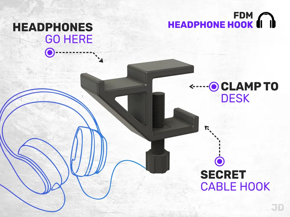 FDM Headphone Hook by JDJDJD - MakerWorld