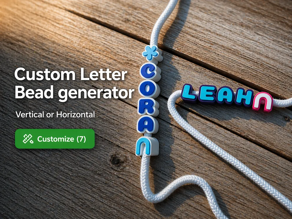 Benutzerdefinierter Buchstabenperlen-Generator – Kostenloses 3D ...