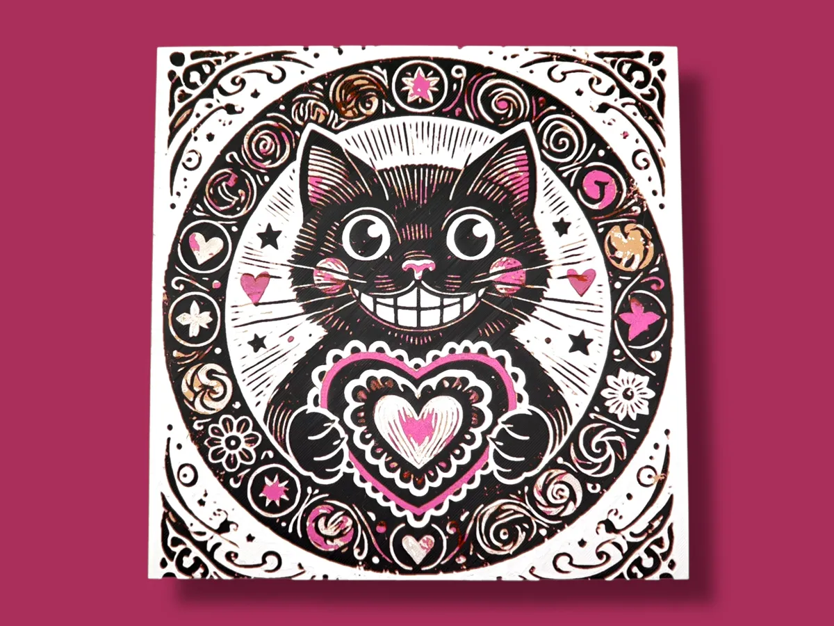 Love You Furever - Valentine Cat Hueforge - Free 3D Print Model ...