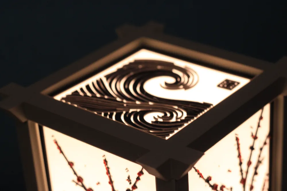 Shoji Art Lamp – Sakura & Kanagawa LED - Free 3D Print Model - MakerWorld