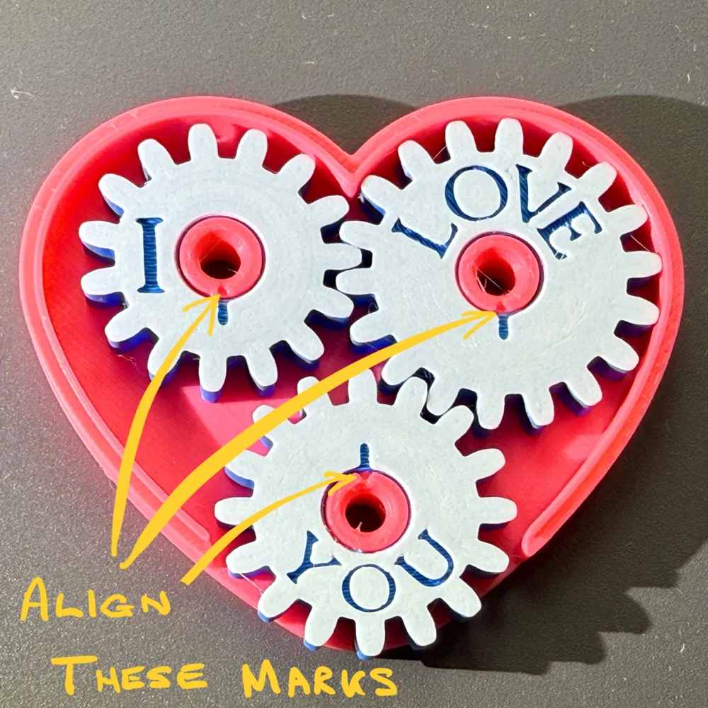 Hearts & Gears - “I Love You” Fidget Toy by Stuart Wyre MakerWorld: Download Free 3D Models