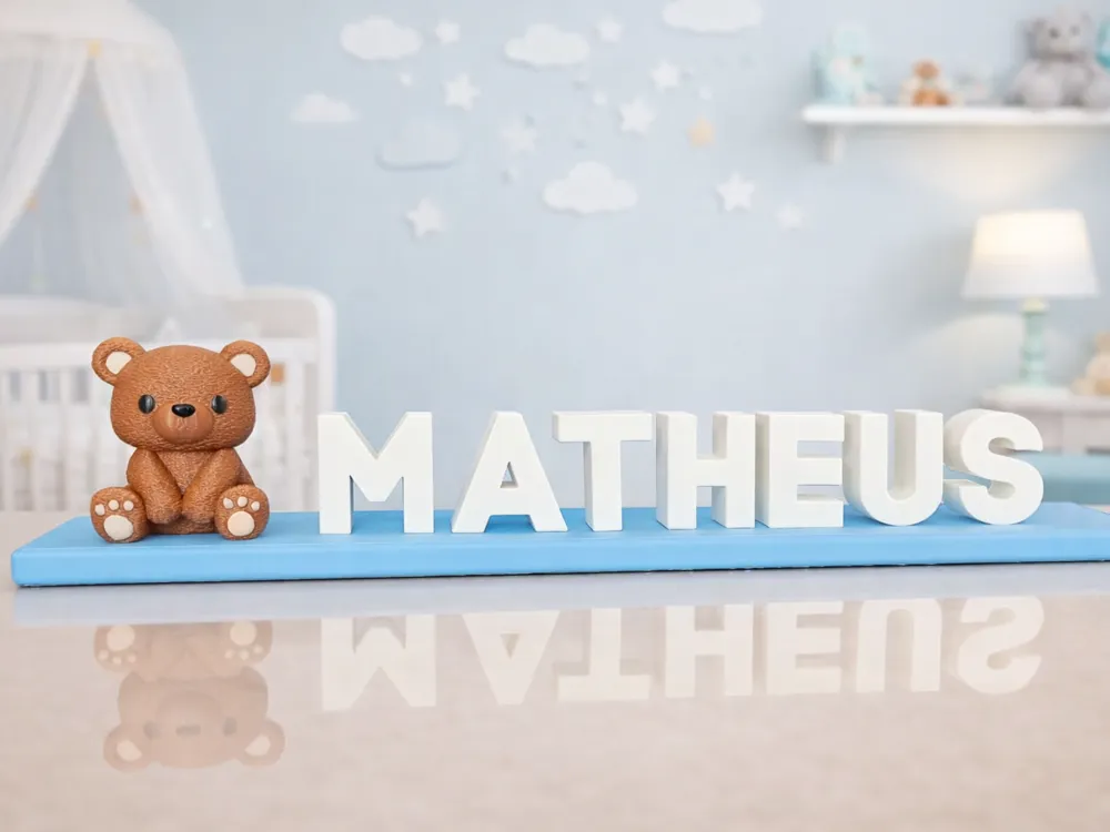 Personalized Name with Teddy Bear Kids Decoration - Free 3D Print Model ...