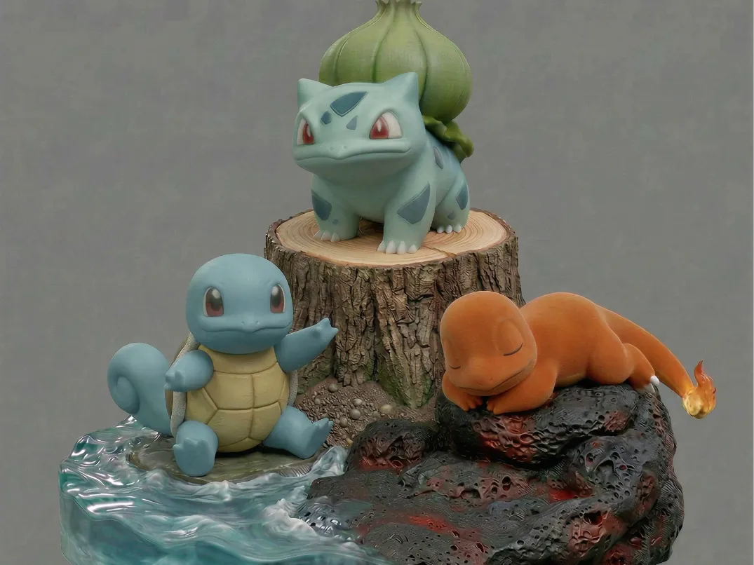 Diorama de Busto de Pokémon Inicial da Geração 1 - Modelo gratuito para ...