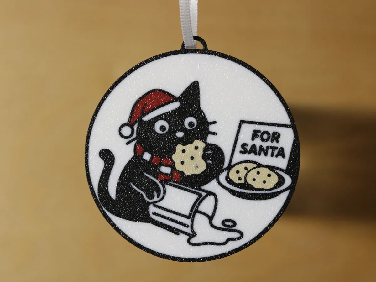Black Cat Eating Santa’s Cookies Ornament - Free 3D Print Model ...
