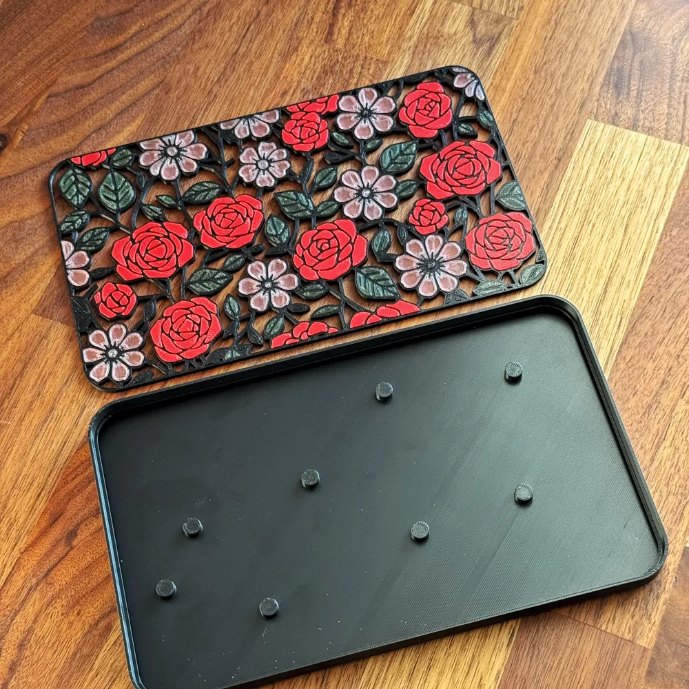 Stained Glass Rose Tray - Free 3D Print Model - MakerWorld