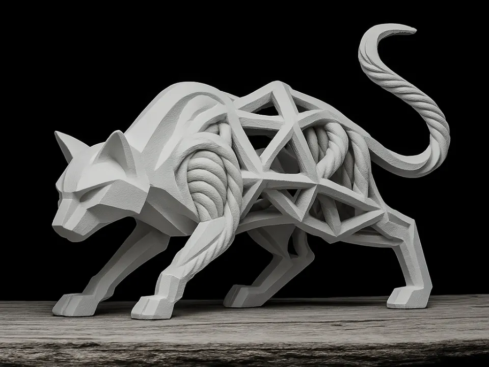 Rope-Angular Cat or Panther - Free 3D Print Model - MakerWorld