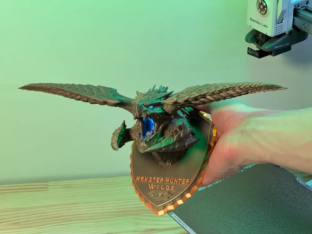 Rey Dau Monster Hunter Wilds 煌雷龙头雕 Soporte para mando por D.KIN - MakerWorld