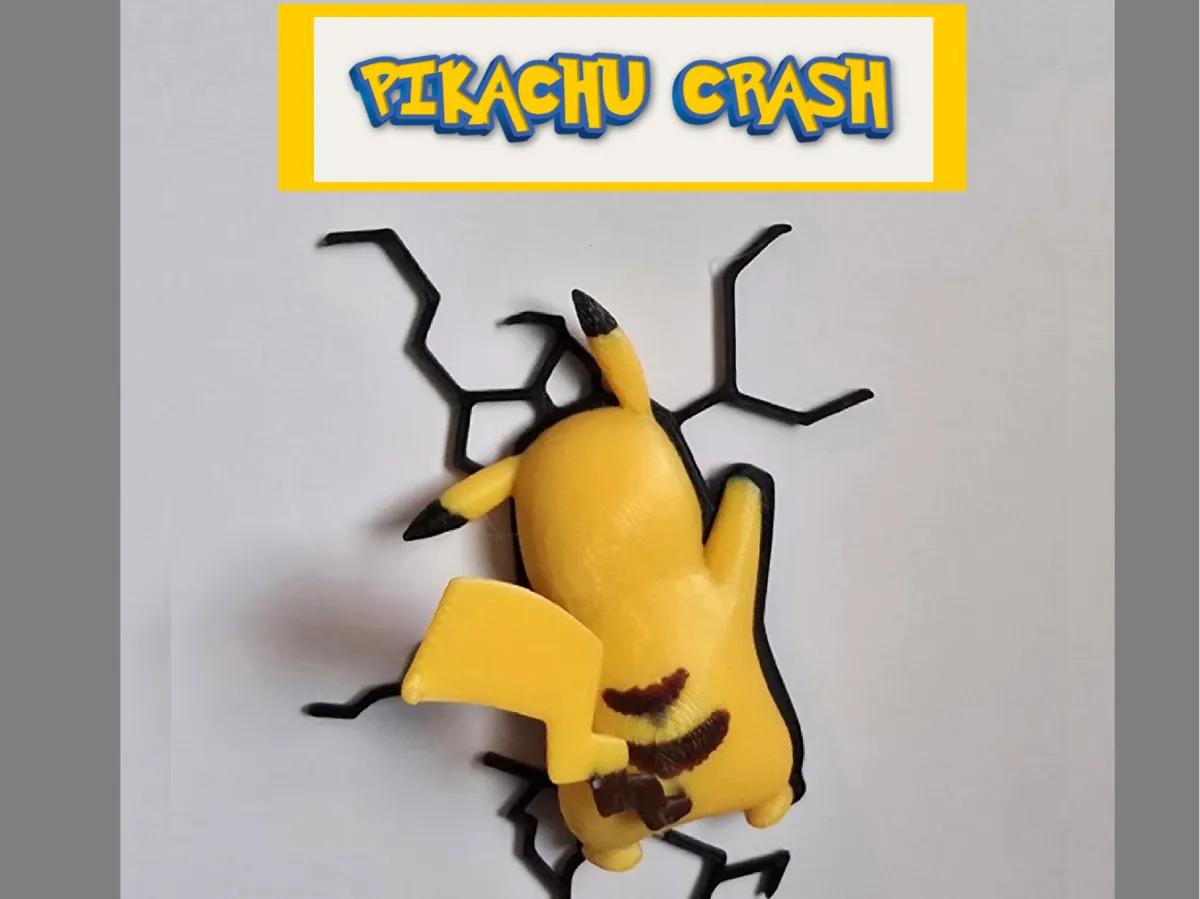 Pokémon - Crushed Pikachu - Wall Decal - Free 3D Print Model - MakerWorld