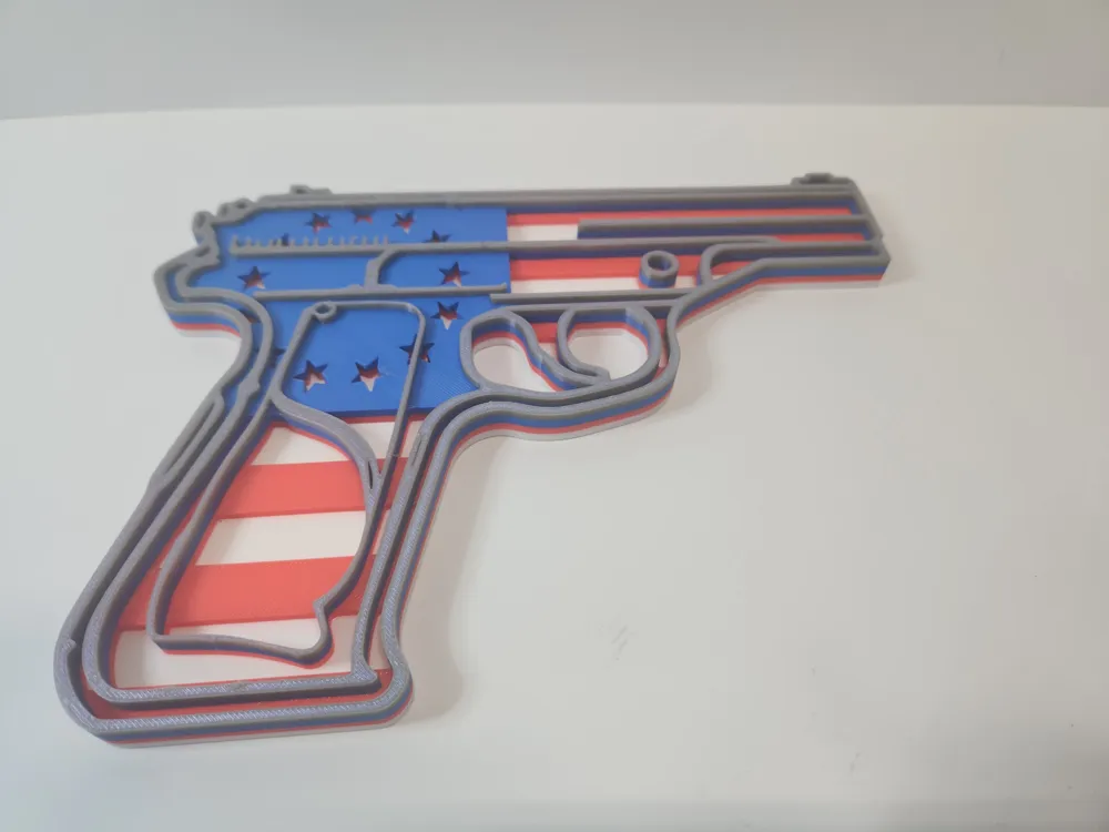 Patriotic Pistol Wall Art – Layered American Flag - Free 3D Print Model ...