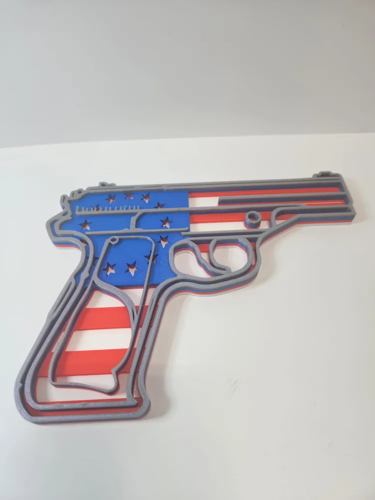 Patriotic Pistol Wall Art – Layered American Flag - Free 3D Print Model ...