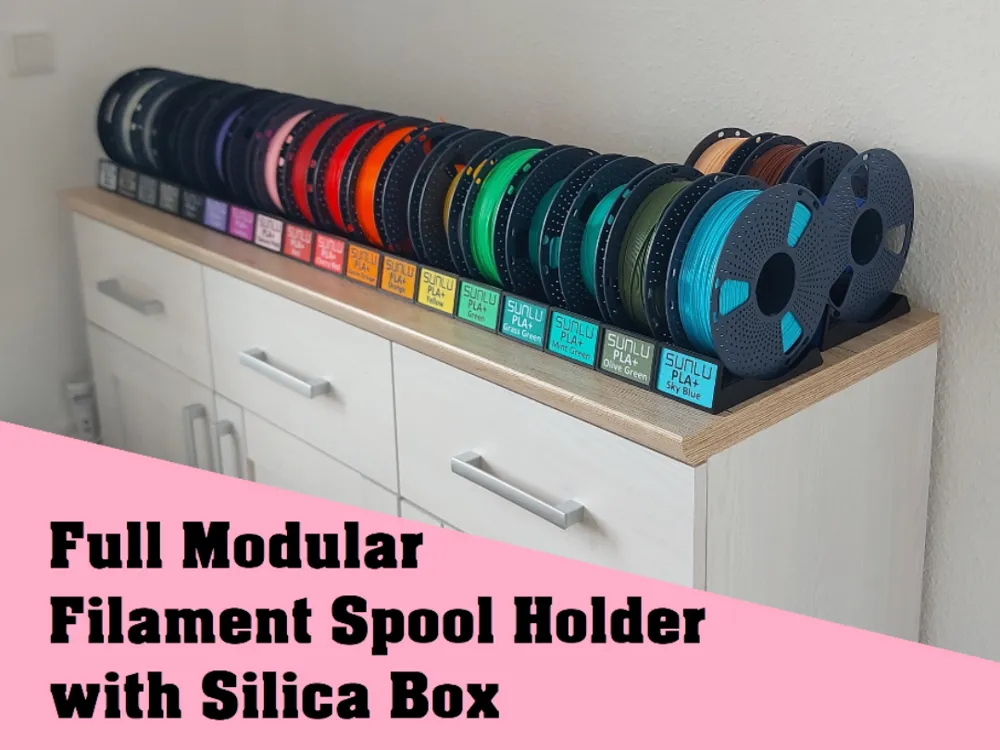 Fully Modular Filament Spool Holder + Silica Box - Free 3D Print Model ...