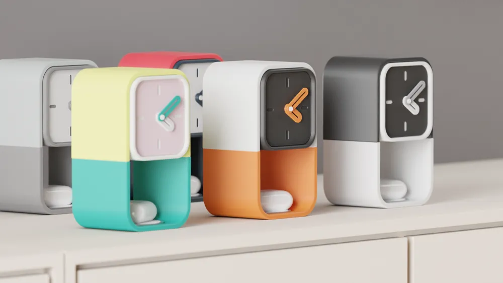 Desk Clock With Airpod Charger and Storage. - Free 3D Print Model ...