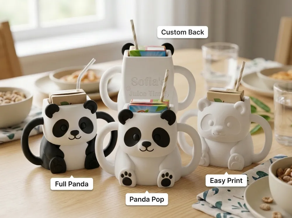 Panda Juice Holder for Kids - Free 3D Print Model - MakerWorld